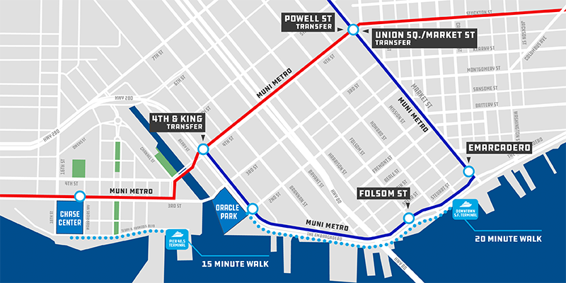 Connecting from the Ferry to Oracle Park/Chase Center Using Muni - San ...